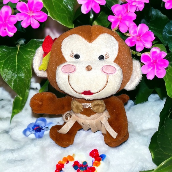 Toys | Plush Monkey Doll Coconut Bra Top Hula Skirt Pink Cheeks Red ...